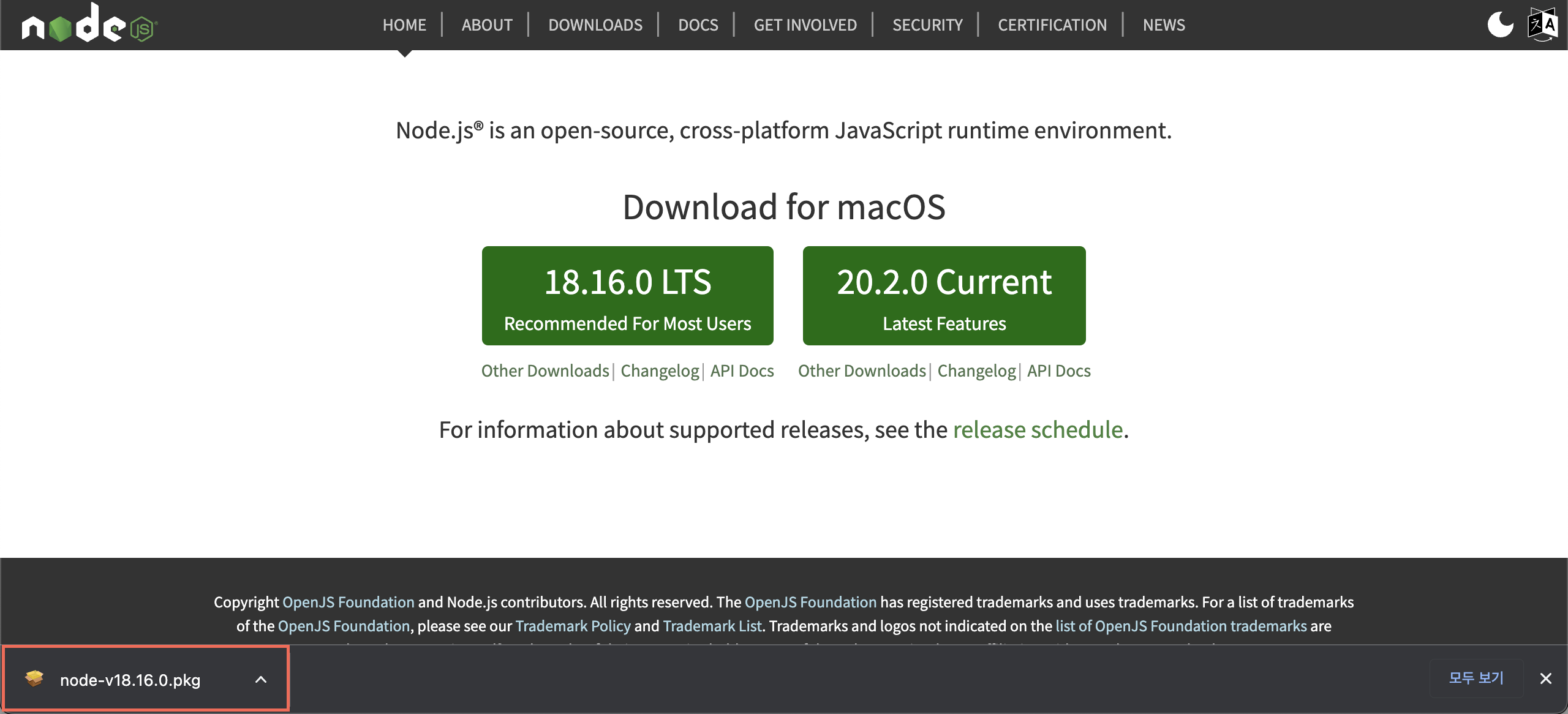 Node.js 설치하기(macOS) | 코드잇
